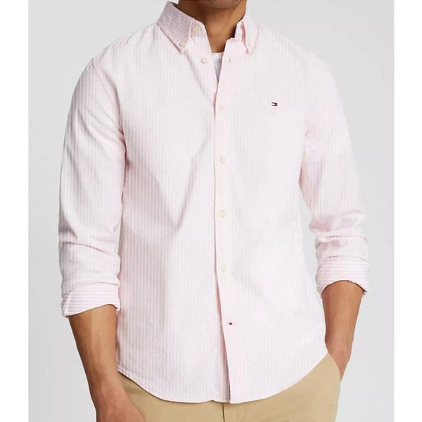 타미힐피거 남성 레귤러핏 옥스포드 긴팔셔츠 Pink Wh - SSG.COM