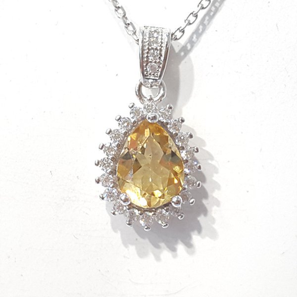 실버925_시트린 황수정 원석 목걸이 펜던트 5 - SSG.COM
