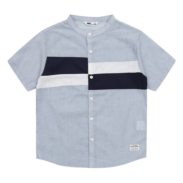 [소이] 남아 스트라이프 배색 헨리넥 반팔 셔츠 20M1302_BL - SSG.COM