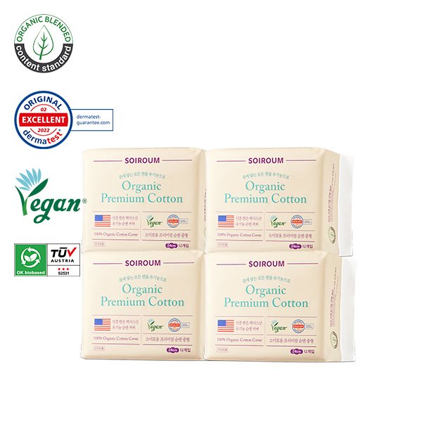 [국내생산] 아이소이 생리대 소이로움 프리미엄 순면 생리대 중형(12p)x4팩세트 - SSG.COM