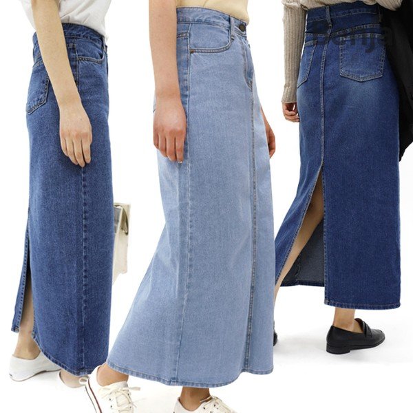 BENJA 80234DSK 뒷트임 롱데님 스커트 청치마 3컬러_P320522630 - SSG.COM