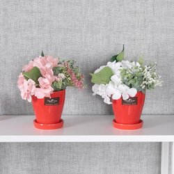 수국 유카리 원형화분set 20cm P 조화 꽃 인테리어 - SSG.COM