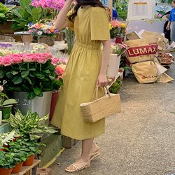 베리나 코튼 허리밴딩 반팔롱원피스 (44~110) - SSG.COM