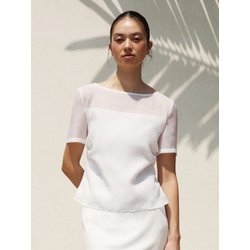 BOAT NECK SHEER BLOUSE TOP WHITE - SSG.COM