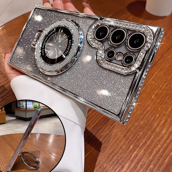 갤럭시A55 A35 A25 A15 A24 큐빅 라인 펄 글리터 맥세이프 호환 마그네틱 링 거치대 투명 케이스 - SSG.COM
