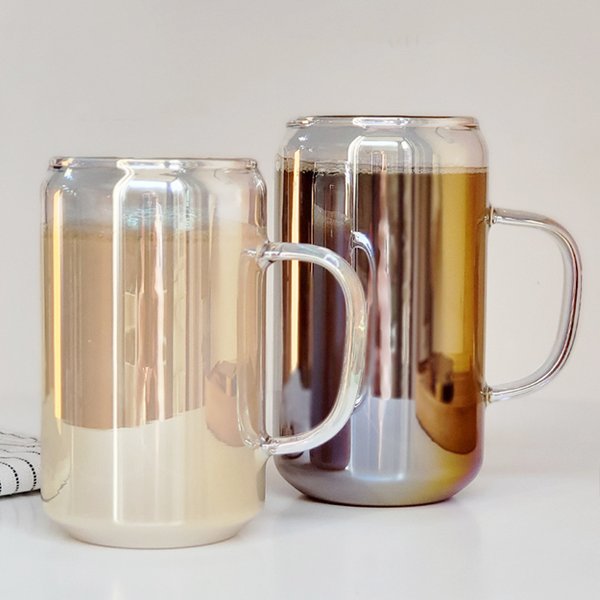오로라 홀로그램 내열유리 비어캔 머그 맥주잔 모양 머그컵 유리컵 380ml 500ml - SSG.COM