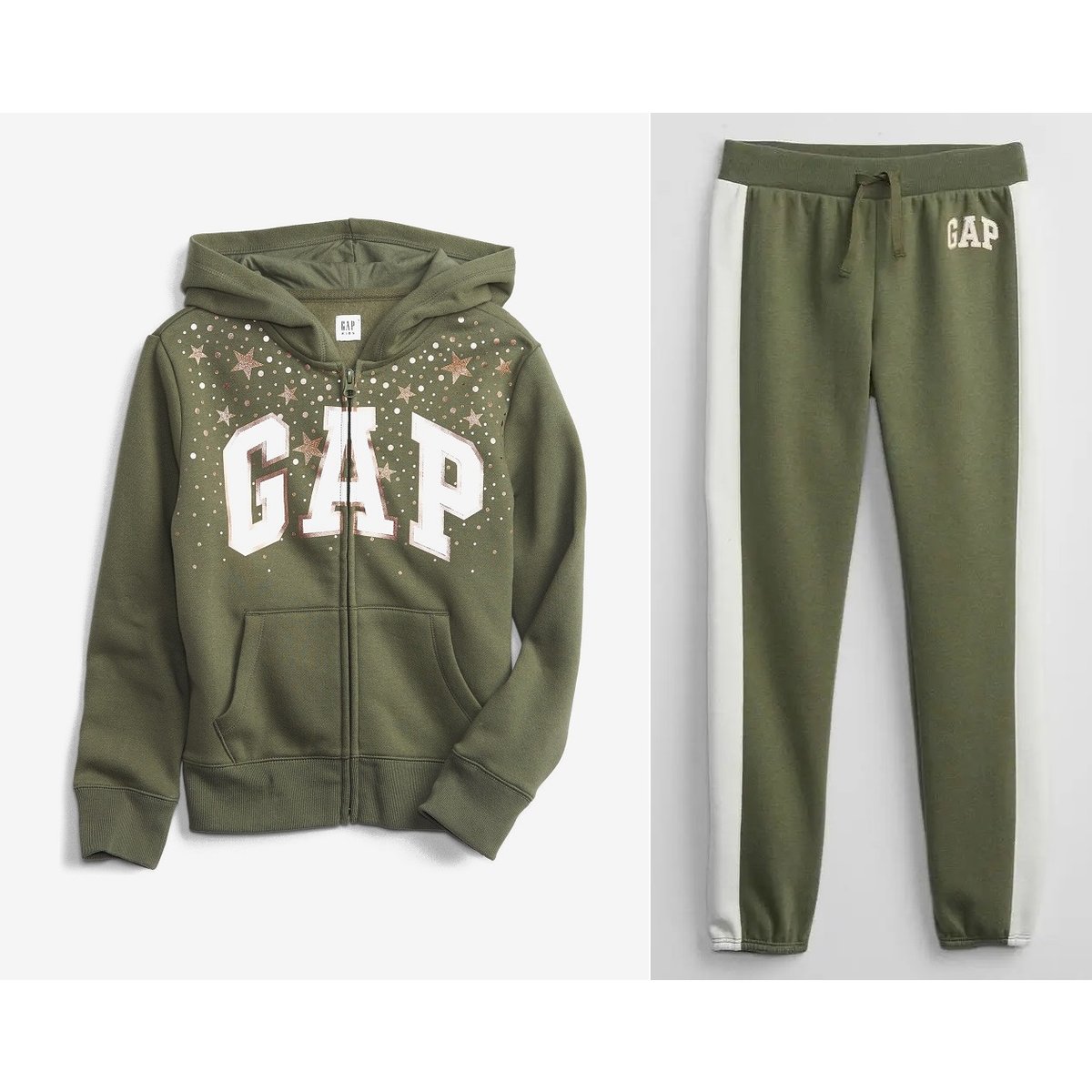 갭 걸즈 GAP 스타프린팅 기모 후드집업+바지 세트 카키 뉴코아괴정점 - SSG.COM