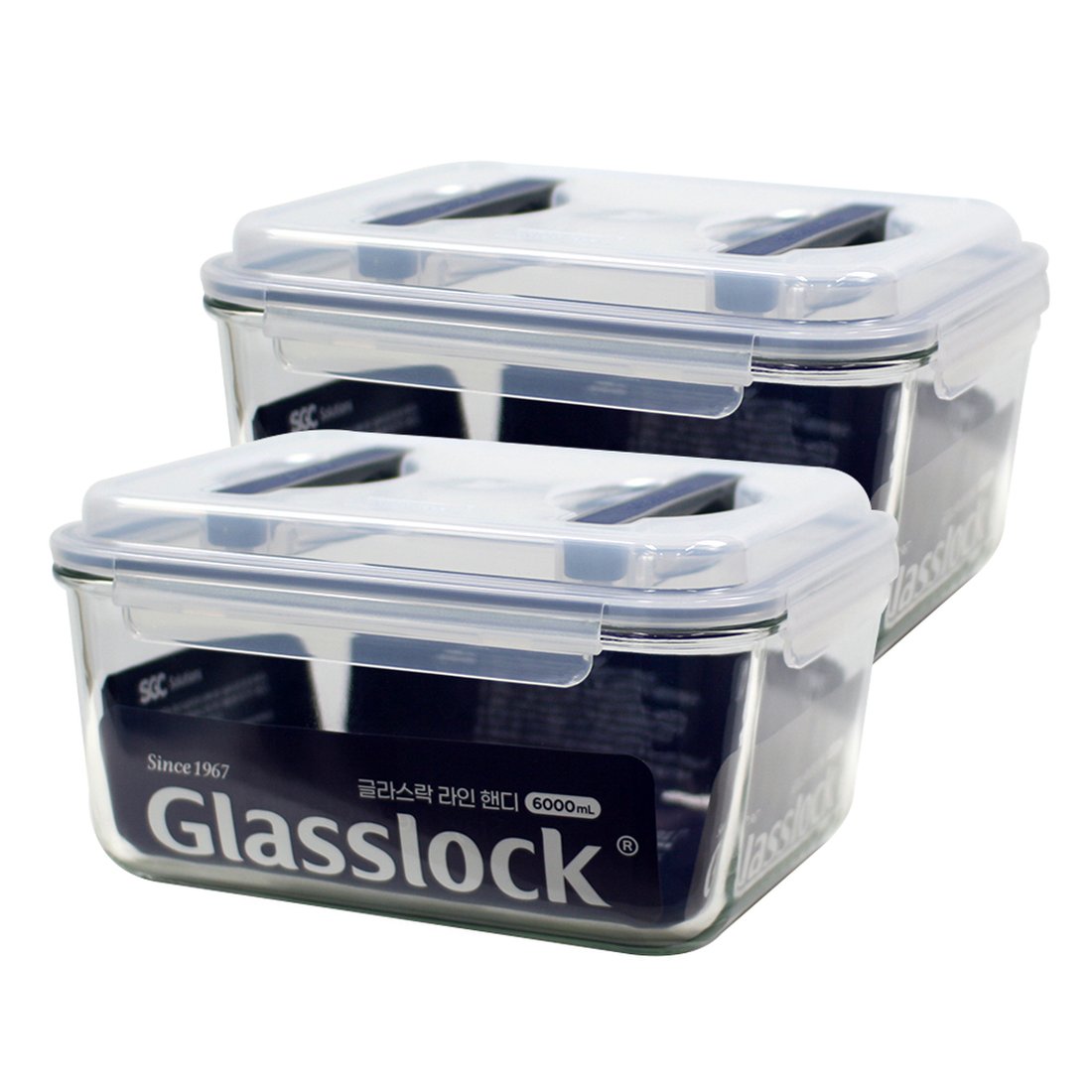 글라스락 핸디 밀폐용기 쌀통/김치통 직사각 6L 2개세트, 믿고 사는 즐거움 SSG.COM