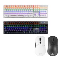 지클릭커 GK-K530 키보드 화이트 적축 OP90 유선 게이밍 마우스 화이트 장패드 세트 - SSG.COM