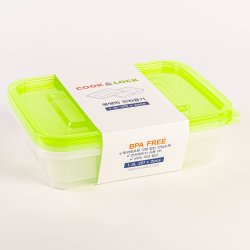 쿡앤락 칸칸 밀폐용기 1.3L 3칸 연그린뚜껑 - 2P - SSG.COM
