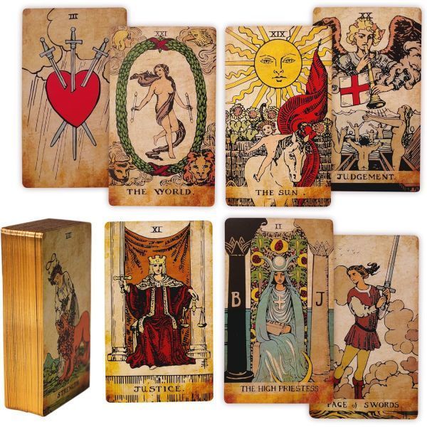 미국 신년 타로카드 CRAFTERIAN Classic Tarot Set 78 GoldEdged Cards with ...