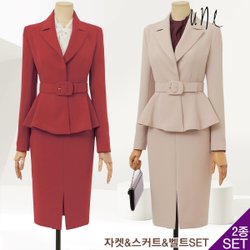 윈(une) [SET][77까지][벨트]훌페플럼클래식자켓+스커트SET - SSG.COM