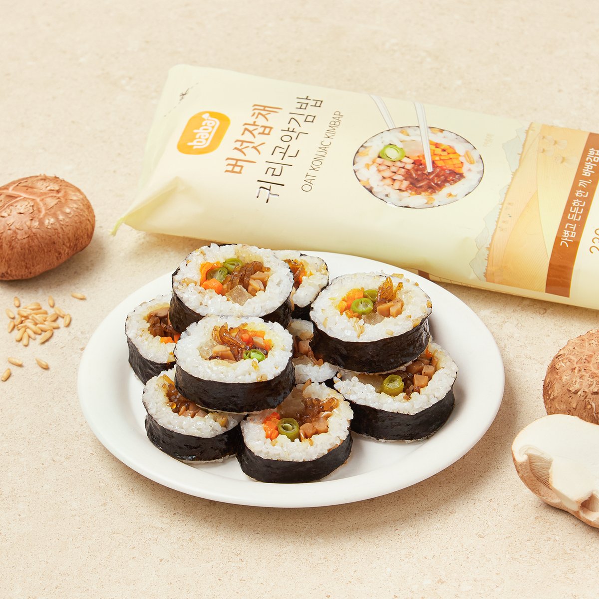 [바바김밥] 버섯잡채귀리곤약김밥 230g - SSG.COM