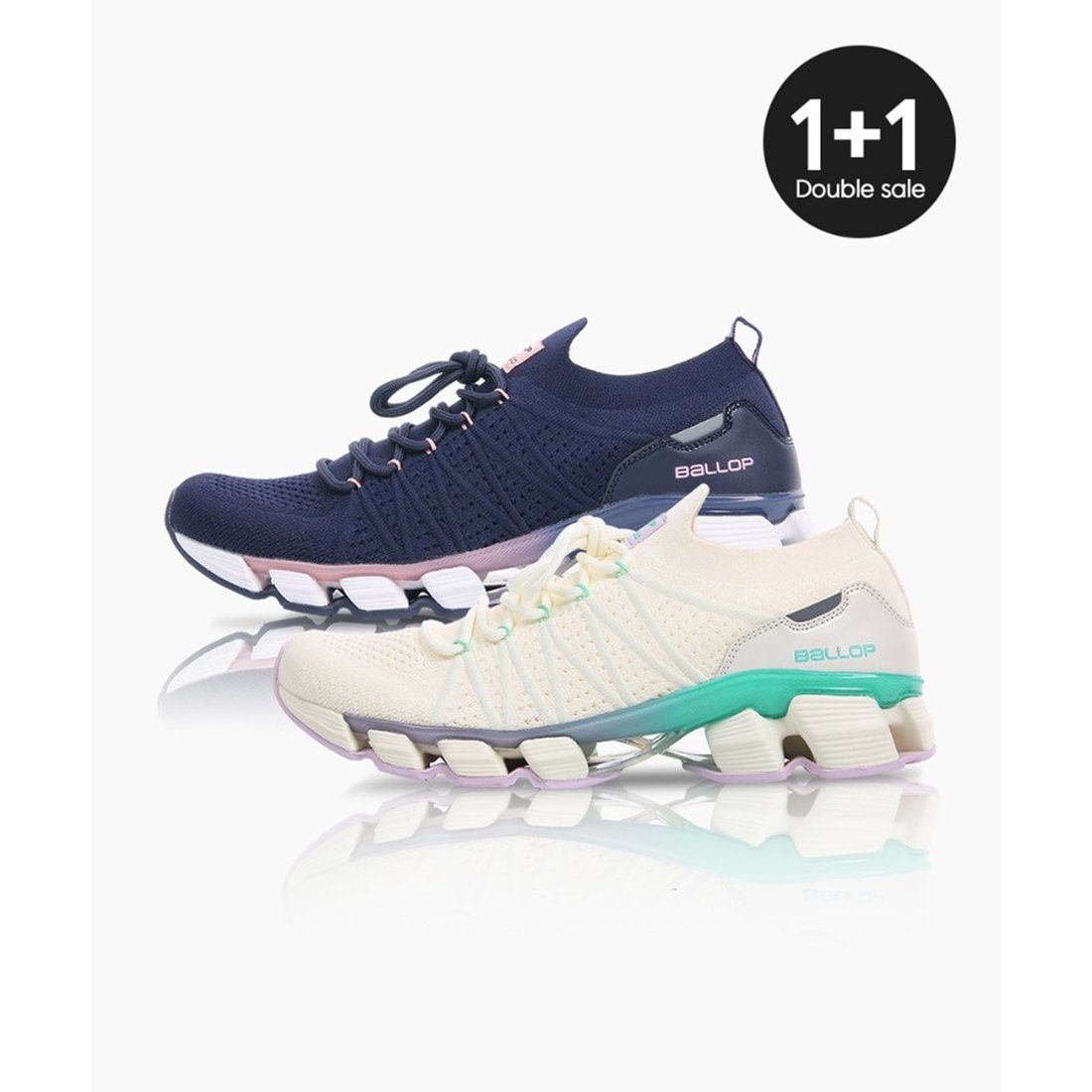 [밸롭]여성용 1+1 BSR 스니커즈 니트런닝화 티바트1.0 그라데이션+ 티바트1.0 그라데이션 1족 더 [1+1], 믿고 사는 즐거움 SSG.COM