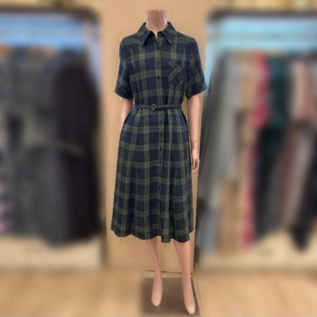 BCBG NC13 여름 린넨 체크 벨티드 원피스 히노키 체크패턴 여름 반팔 미디원피스 (S10223593), 믿고 사는 즐거움 ...