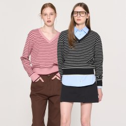WOMAN V넥 스트라이프 풀오버 [2COL] / WBD3L05523 - SSG.COM