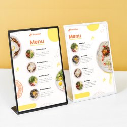 L자형 아크릴 스탠드 메뉴판 안내판 가격표 게시판 POP 테이블 꽂이 가로 A4 - SSG.COM