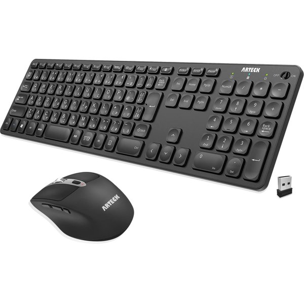 Arteck 2.4G Type-C PC, Windows 무선 무선 키보드 마우스 세트 경량 얇은 충전식 풀 사이즈 - SSG.COM