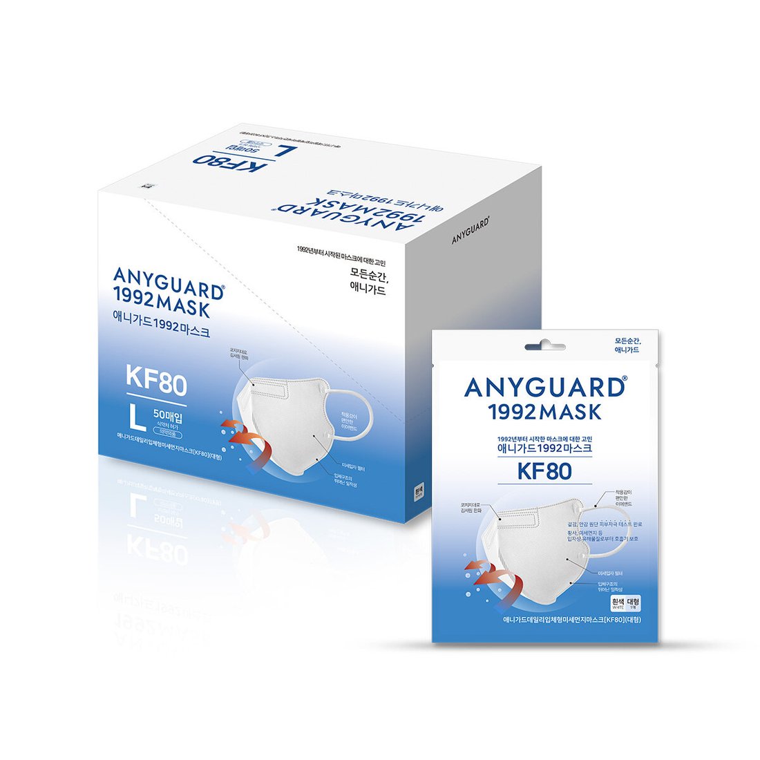 애니가드 입체형(새부리형) 미세먼지황사마스크 [KF80] (대형) 50매 구성, 믿고 사는 즐거움 SSG.COM