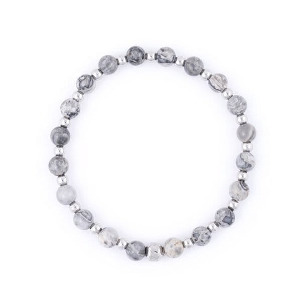 [제이반스] 그레이 맵스톤 써지컬스틸 볼믹스 원석팔찌 (C2201-AC923_GR) - SSG.COM