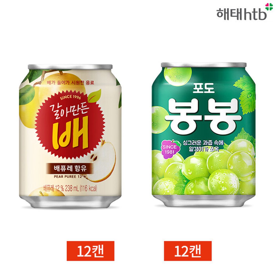 해태 갈아만든배 포도봉봉 238ml 2종 24캔 세트, 믿고 사는 즐거움 SSG.COM
