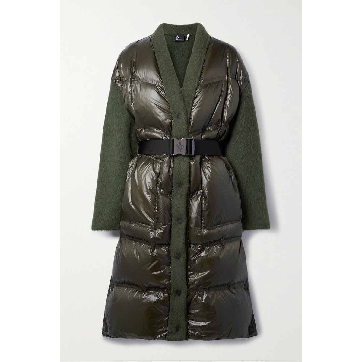 몽클레어 그레노블 여성 Belted brushed-fleece and quilted shell down jacket 스키웨어 ...