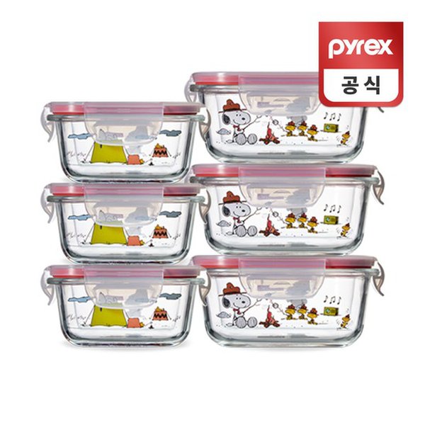 코렐 파이렉스 스누피 4면밀폐 310ml 510ml 6P - SSG.COM