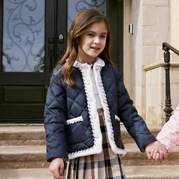 [닥스키즈] 트위드 배색 경량 구스다운_DTS11JN50M_NV - SSG.COM