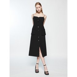 FLAP BUTTON SLIP DRESS_BLACK - SSG.COM