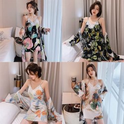 3521 여성 잠옷 플라워 슬립 로브 가운 2종세트 (4type) - SSG.COM