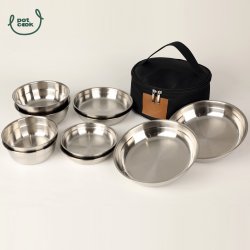 포트쿡 국산 STS 304 스텐 캠핑 식기 세트 10P 2인 - SSG.COM