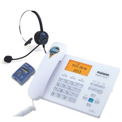 맥슨 유선전화기 화이트 MS-120R+오빌헤드셋 HP-103 - SSG.COM