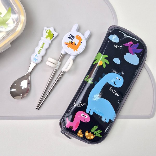 스텐304 쿨디노 1단계 교정용젓가락 스푼케이스 국내생산 유치원 이유식 수저 세트 - SSG.COM