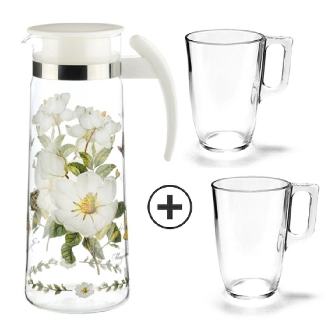 물병 1.4L 매그놀리아+머그 320ml 2P세트 눈금물병 투명 아이스커피잔 차우리기, 믿고 사는 즐거움 SSG.COM