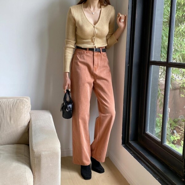 [M7] 여자 일자팬츠 탄탄한 FW 미색 피그먼트 면바지 - SSG.COM