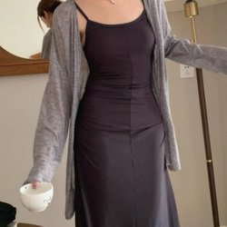 그녀의 신발 / 슬리브리스 롱 원피스+루즈핏 슬림 가디건 코디세트SE[중지]7 - SSG.COM