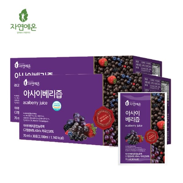 자연에온 아사이베리즙 70ml x 30포 2박스 - SSG.COM