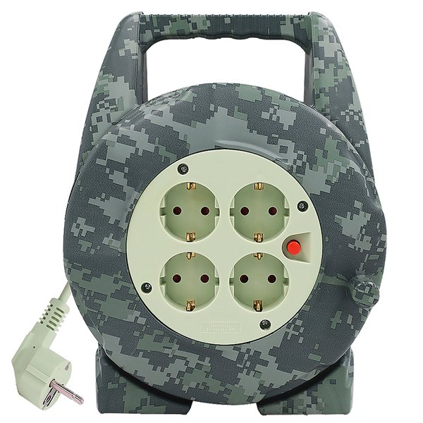 TGIC DJ-CR1007 15M 코드릴 케이블 전선 연장선 접지 4구 줄감개손잡이 과부하차단 휴대폰 빔프로젝터 냉난방기기 ...