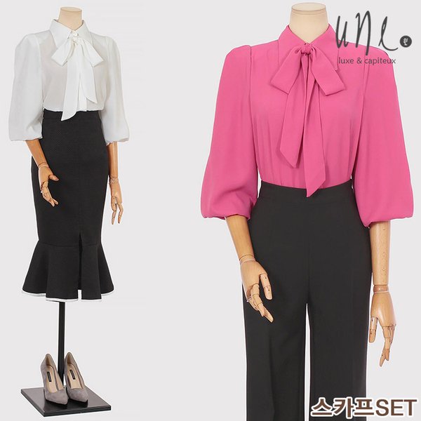 윈(une) [타이SET]라벨르벌룬슬리브블라우스 - SSG.COM