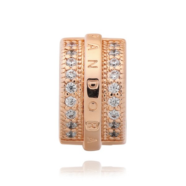 [판도라] 789042C01 스파클링 파베 라인 & 로고 로즈 클립참 - SSG.COM