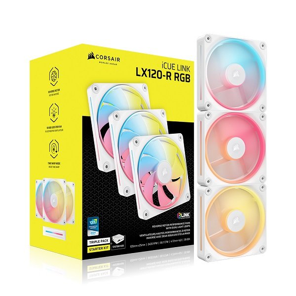 커세어 CUE LINK LX120-R RGB STARTER KIT Reverse 시스템쿨러 화이트 (3PACK ...
