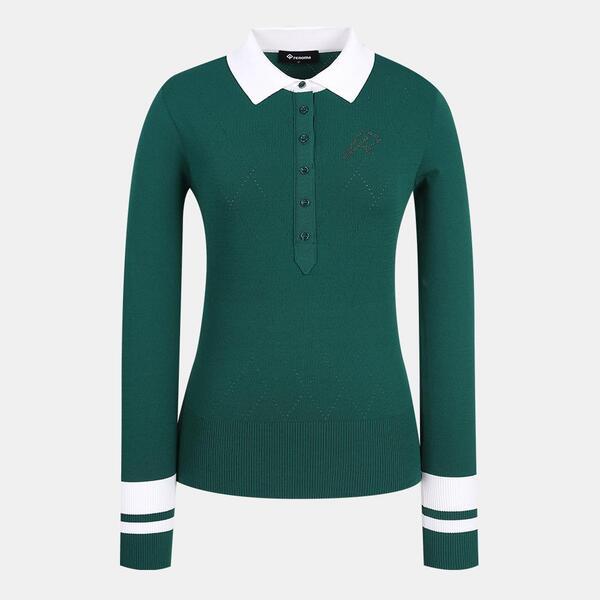 [레노마 골프] 23S/S 여성 아가일 조직 배색 카라 니트 RWSPM5207(GR) - SSG.COM