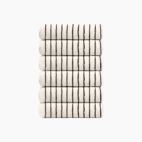 6P 스트라이프 라인 블랙 수피마 수건 230g - SSG.COM