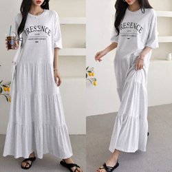 쉬즈미 / 레터링 캉캉 반팔 라운드롱원피스 빅사이즈 (OPS-955)[중지]2 - SSG.COM