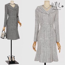 윈(une) [77까지]럭셔리트위드와이드카라머메이드원피스 - SSG.COM