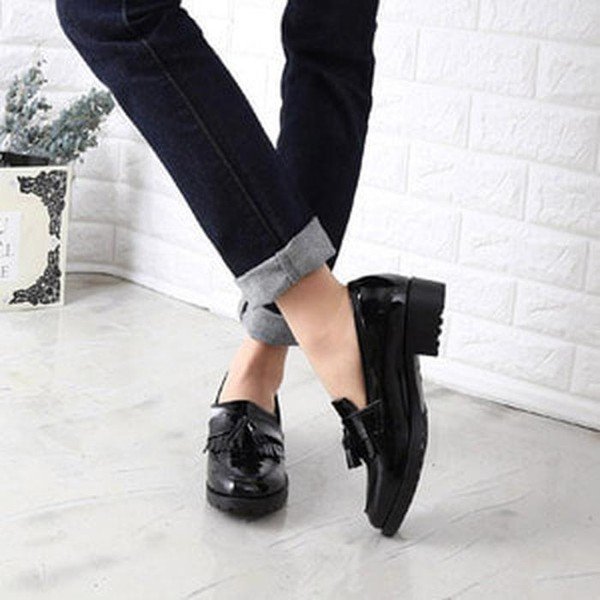 여성 255 265 빅사이즈 태슬 에나멜 로퍼 단화_P353526724 - SSG.COM