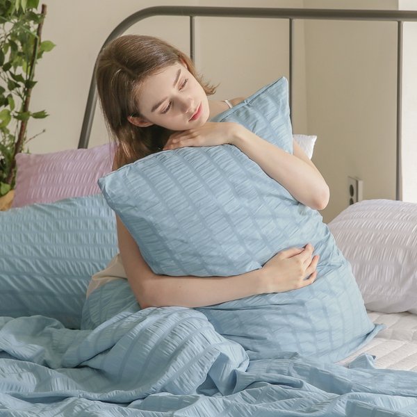 시원한 그랑데 마일드셔플 시어서커 베개커버 마일드블루 1+1 50 x 70 cm - SSG.COM