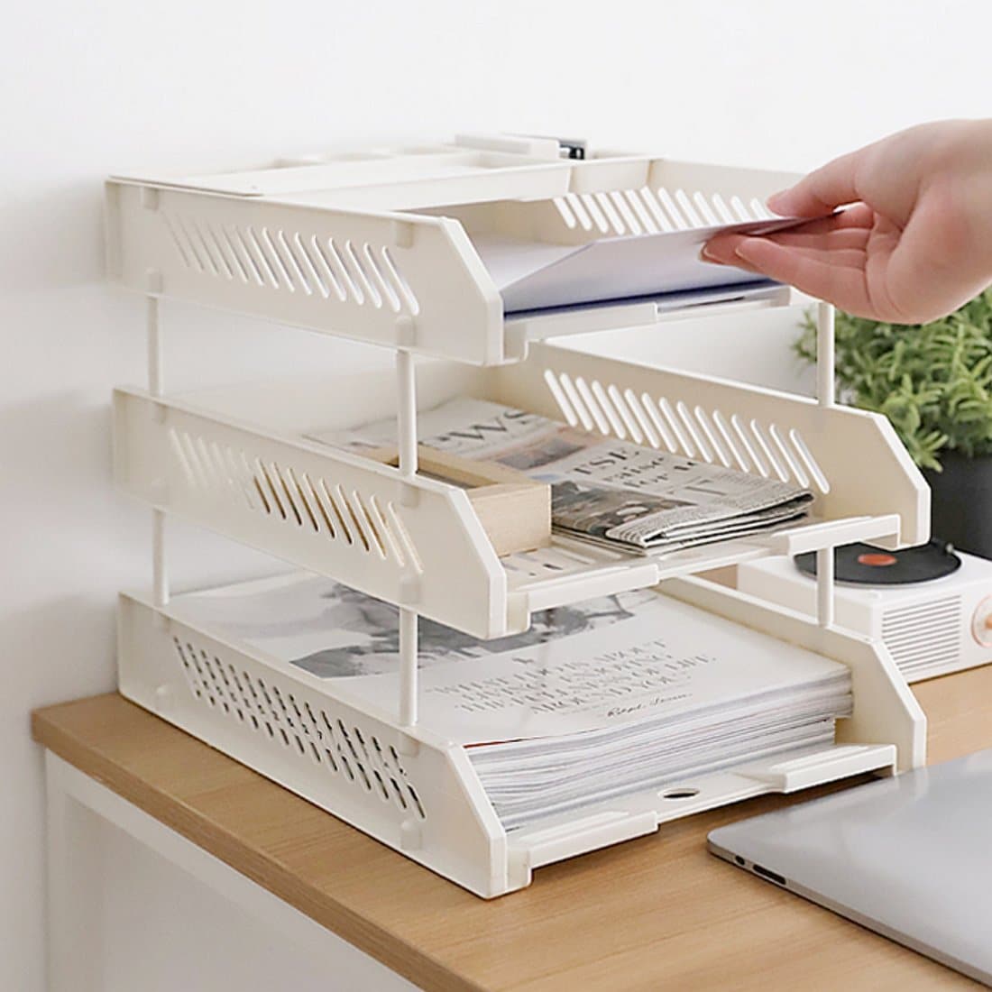 서류 정리함 보관함 A4 용지 파일 보관 데스크 3단 정리 트레이 믿고 사는 즐거움 Ssgcom