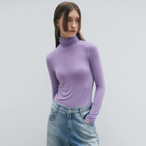 MINIMAL SLIM TURTLENECK TEE PURPLE_P345415706 - SSG.COM