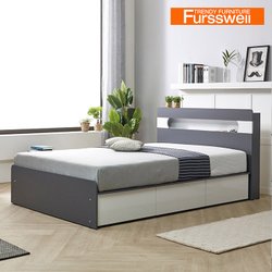 품질인증 정품자재사용/ 퍼스웰 그레이 LED낮은형수납서랍침대 프레임.슈퍼싱글 (UJ_041) - SSG.COM